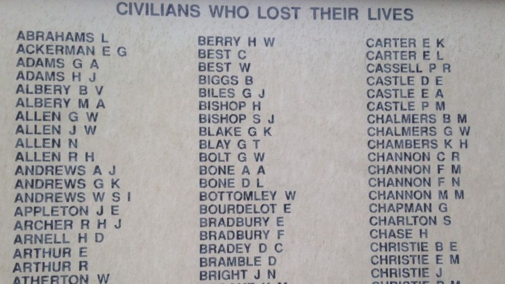 Civilian Names Added To Portsmouth WW2 Memorial BBC News Civilian Names Added To Portsmouth WW2 Memorial BBC News
