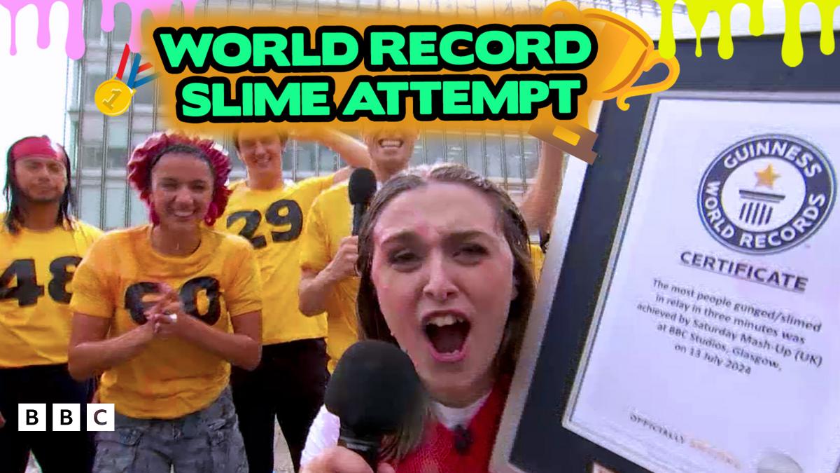 Saturday Mash-Up! Becomes a Record Holder SLIME cbbc kids show world ...