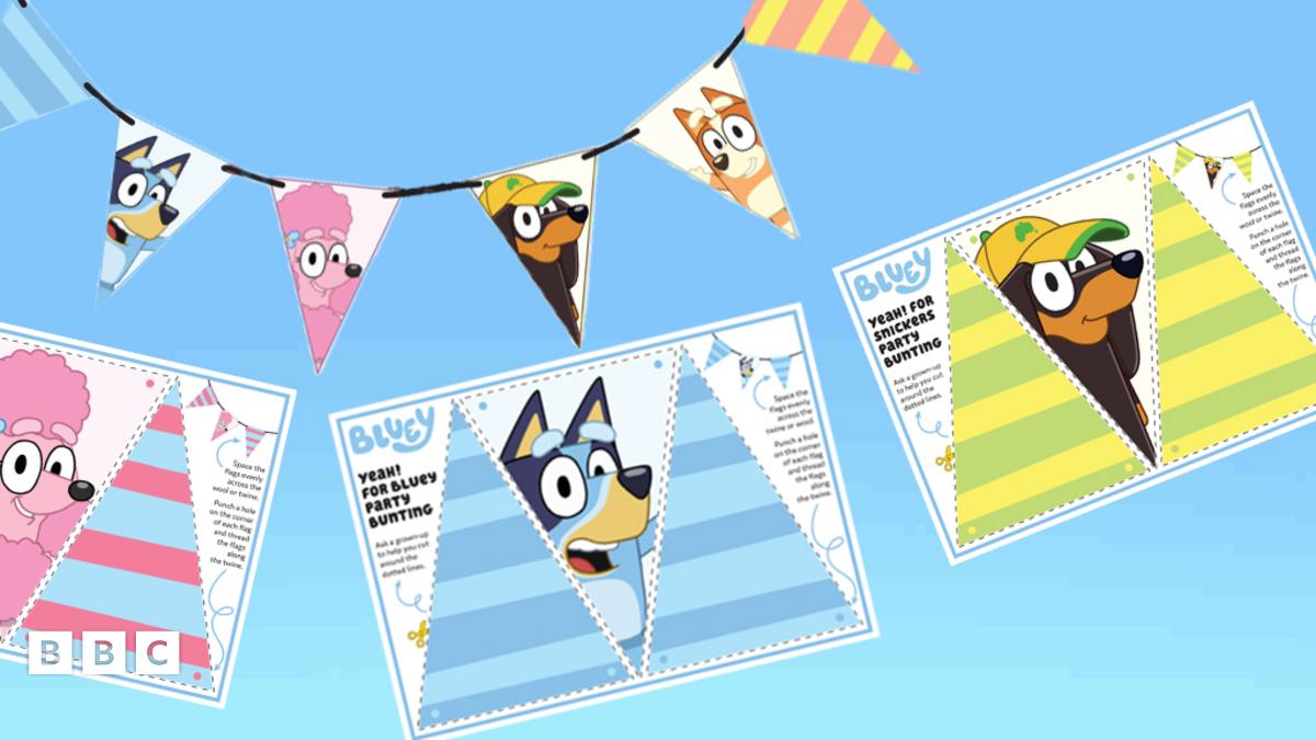 DIY Bluey party bunting craft | Free, printable party decorations for ...