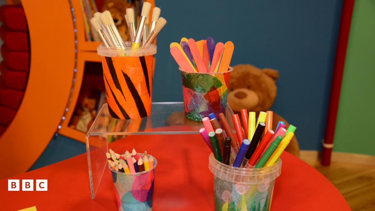 Make a colourful DIY pencil pot - CBeebies