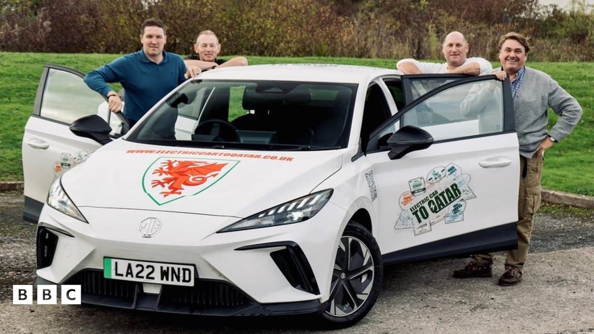 Croesi dau gyfandir mewn car trydan i gefnogi Cymru - BBC Cymru Fyw