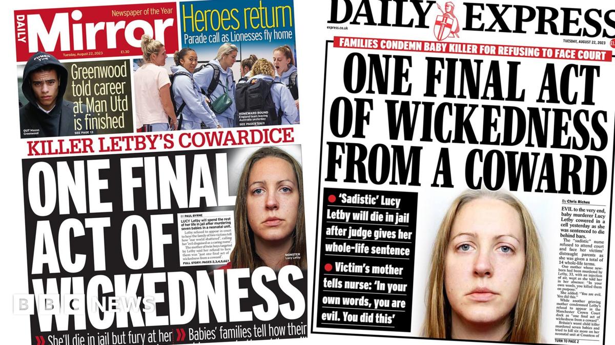 Newspaper headlines: Lucy Letby's 'final act of wickedness' - BBC News