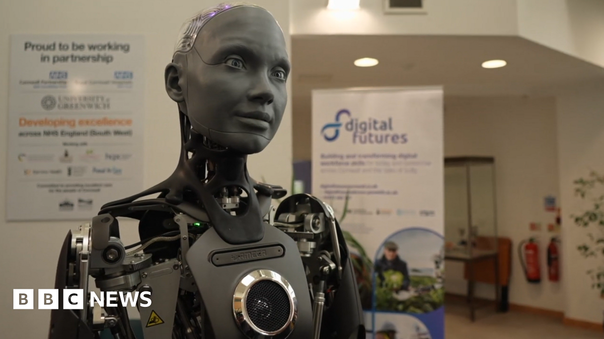 Ameca: Cornish-built humanoid robot meets the public - BBC News