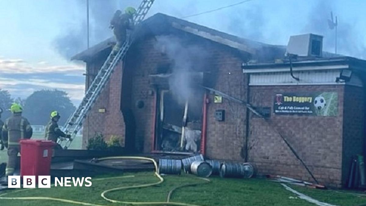 Solihull football clubhouse 'completely destroyed' by fire - BBC News