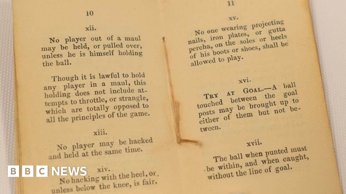 Rugby rule book from 1851 sells for £13,000 at auction - BBC News