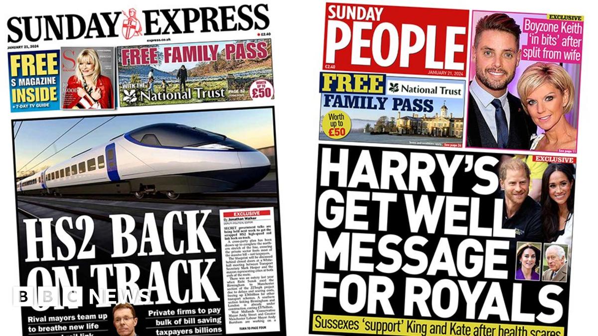 Newspaper headlines: HS2 'back on track' and Harry's 'get well message ...