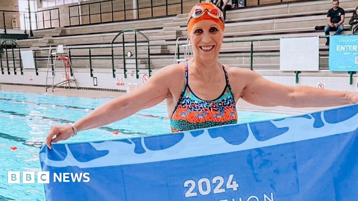 Swimathon: Woman living with incurable cancer swims for charity - BBC News