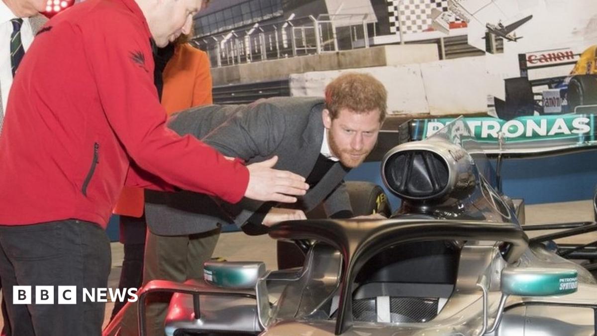 Prince Harry visits Silverstone motor racing circuit - BBC News