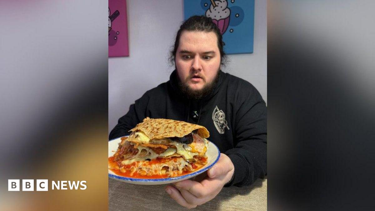 TikTok star travels 4,000 miles to try a Staffordshire oatcake - BBC News