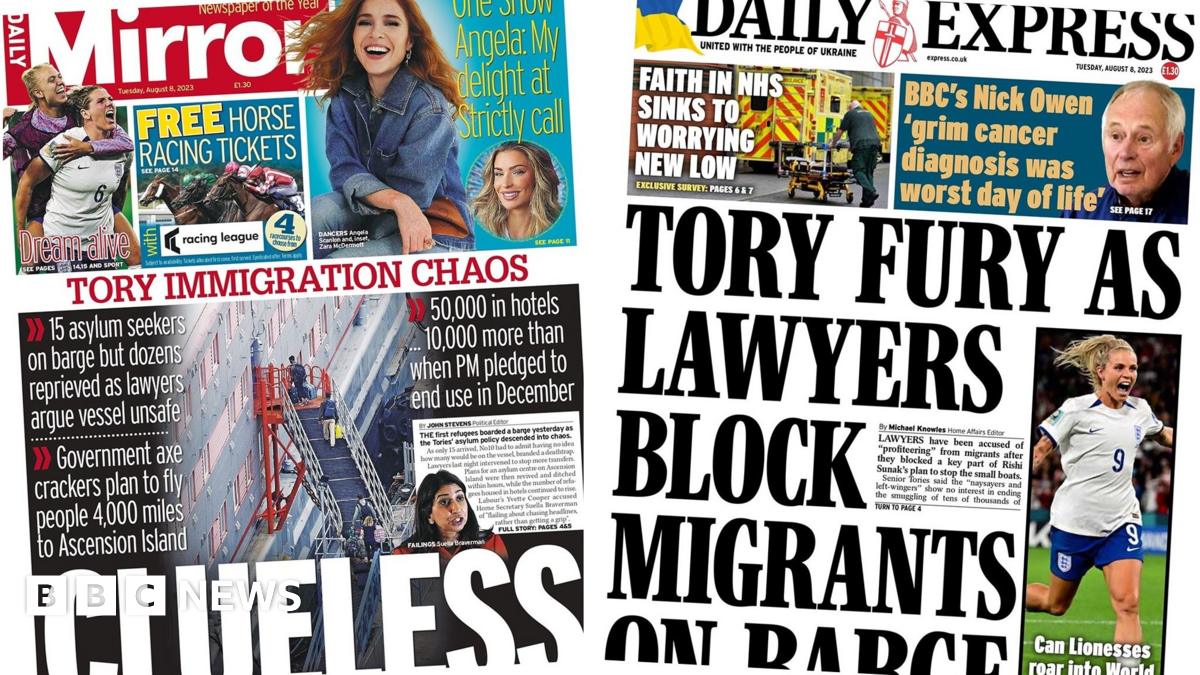 Newspaper headlines: 'Immigration chaos' and 'Tory fury' - BBC News