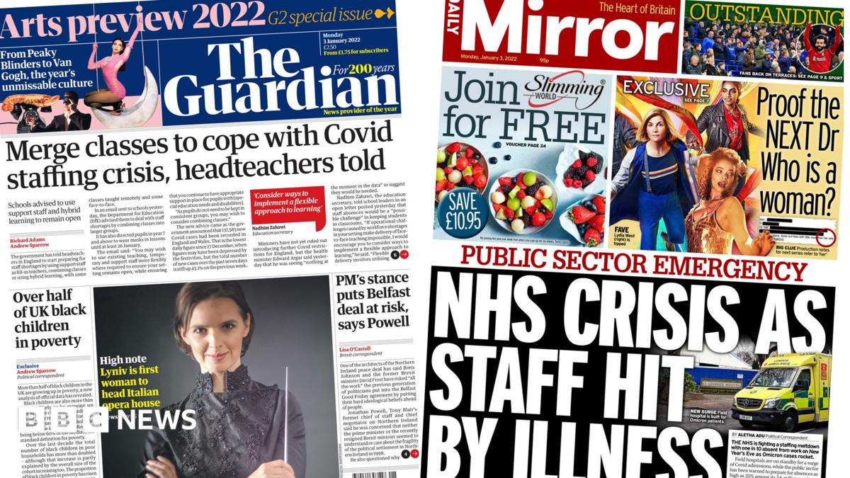 Newspaper headlines: 'Backlash' at masks in schools and NHS staffing ...