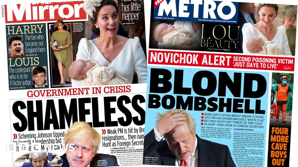 Paper headlines: 'Shameless Boris' and May 'clings to power' - BBC News