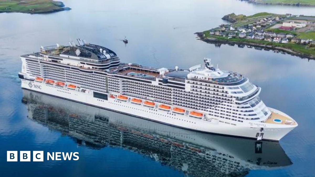 Lerwick welcomes Virtuosa, its largest ever visiting cruise ship - BBC News