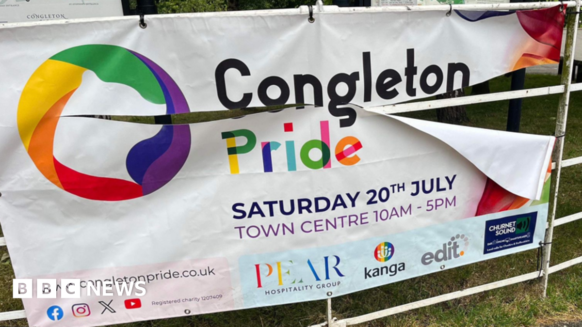 'Congleton Pride banner slashed and defaced' - BBC News