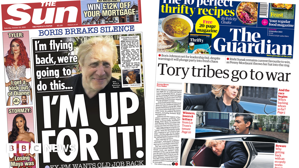 Newspaper headlines: 'Boris breaks silence' and 'Rishi remains ...