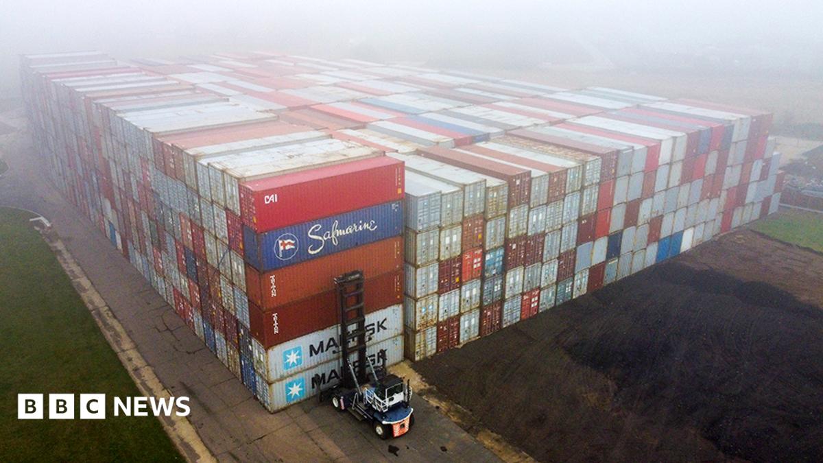 Why are shipping containers stacked at sites around Suffolk? - BBC News