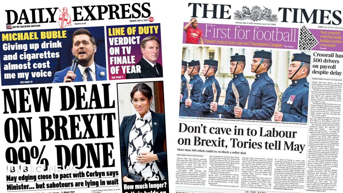 Newspaper headlines: Is cross-party Brexit deal '99% done'? - BBC News