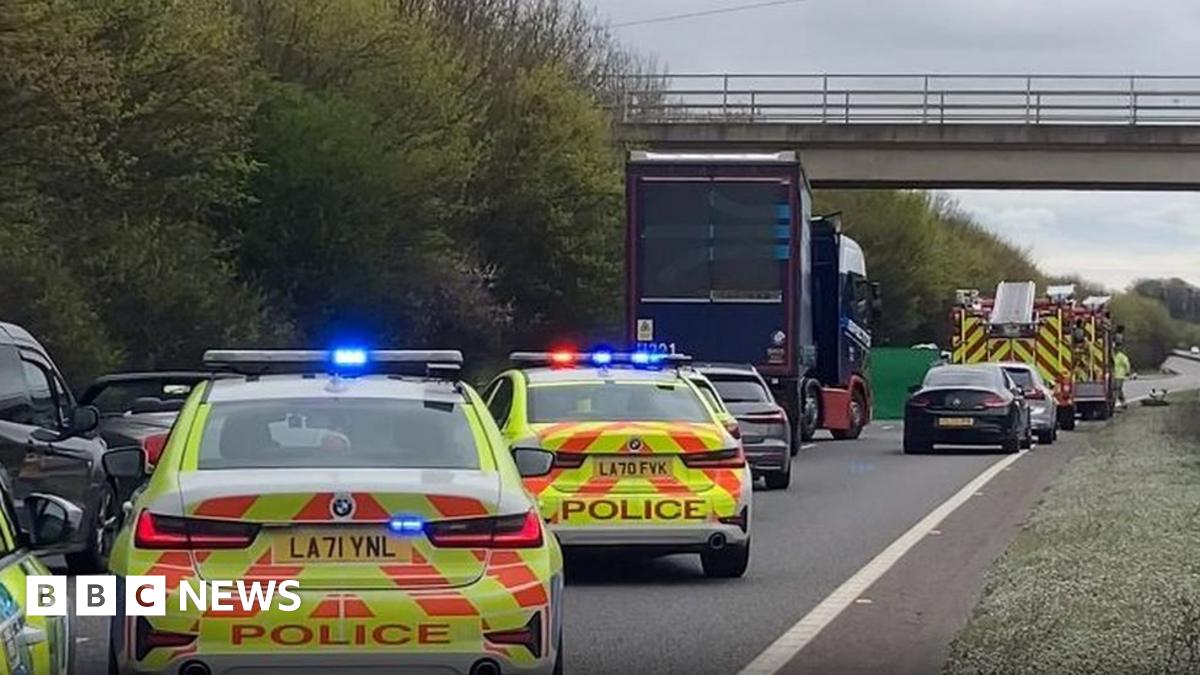 A50 crash: Two men dead after car hits bridge pillar - BBC News