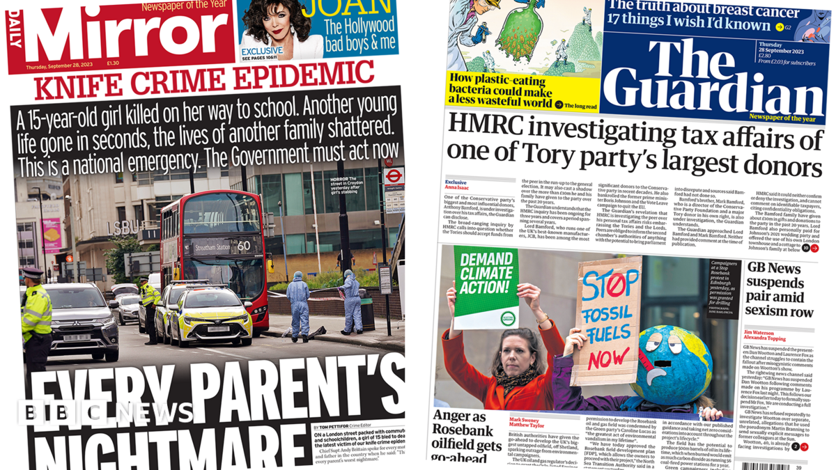 Newspaper headlines: Croydon stabbing and Tory donor 'faces tax probe ...