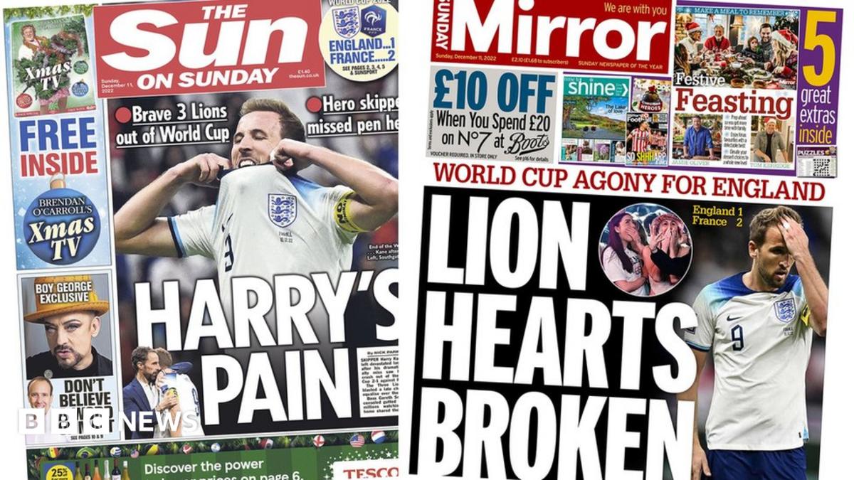 Newspaper headlines: 'Lion hearts broken' after England World Cup loss ...