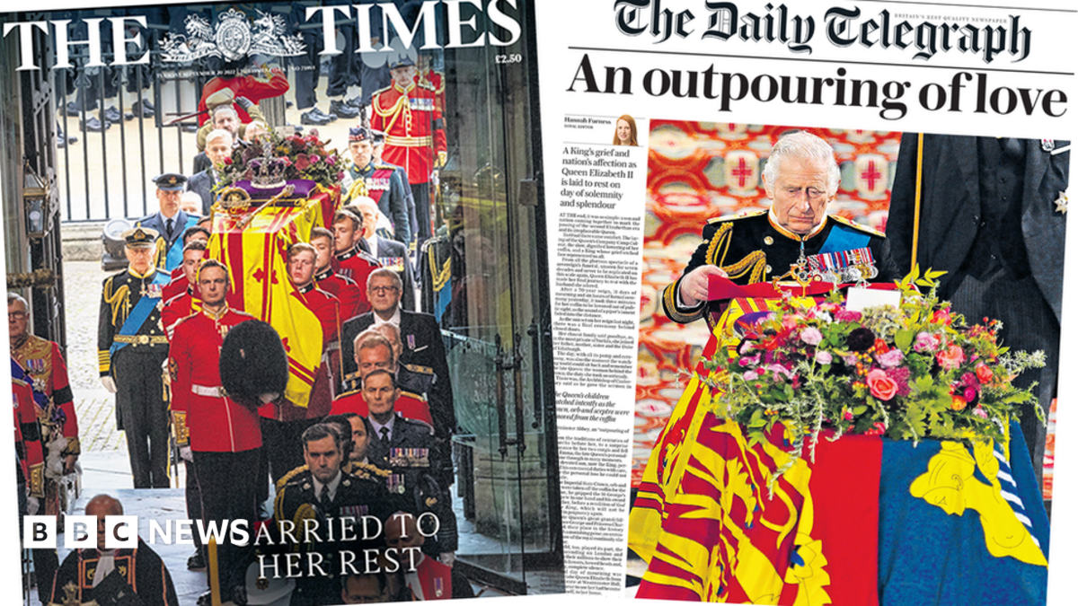 Newspaper headlines: 'Carried to her rest' and an 'outpouring of love ...
