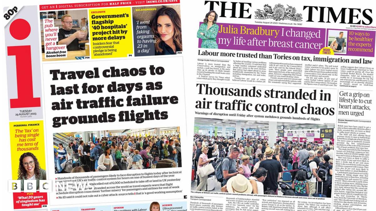 Newspaper headlines: Air traffic 'chaos' could last 'for days' - BBC News