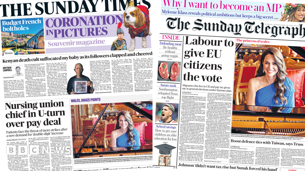 Newspaper headlines: Nursing union 'U-turn' and the 'Princess of Scales ...