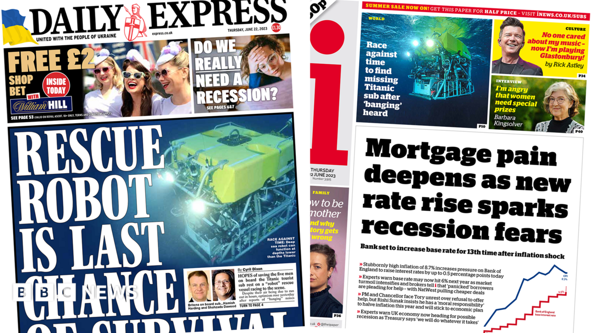 Newspaper headlines: 'Last hope' in sub search and 'mortgage pain ...