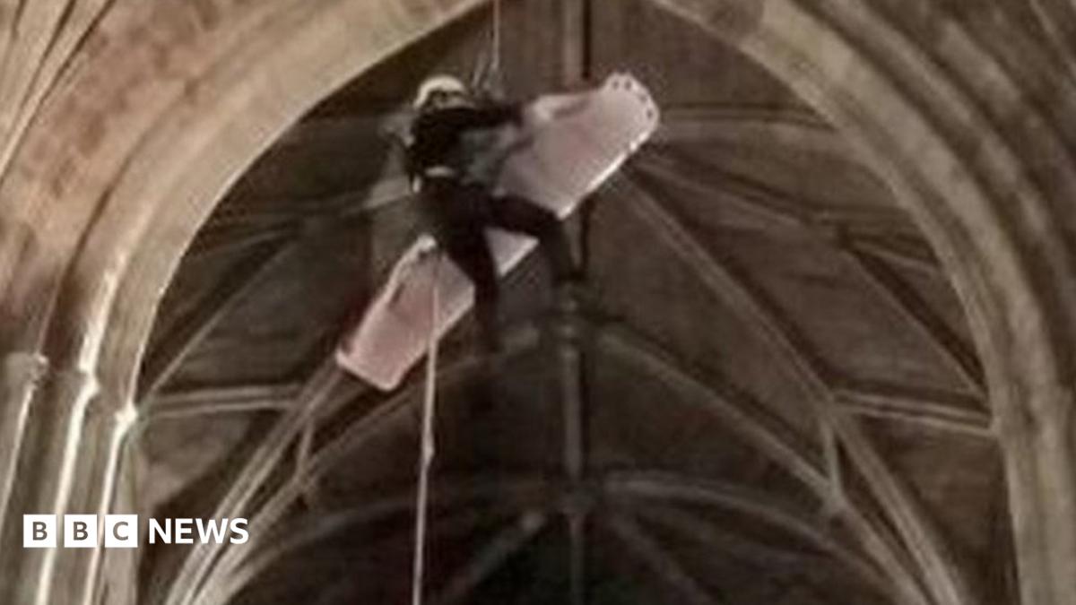 Injured bell-ringer winched 80ft from Worcester Cathedral bell tower ...