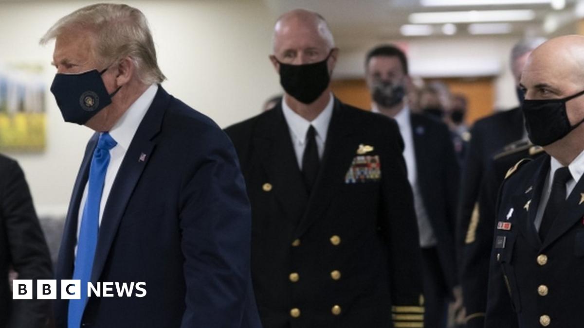 Coronavirus: Donald Trump wears face mask for the first time - BBC News
