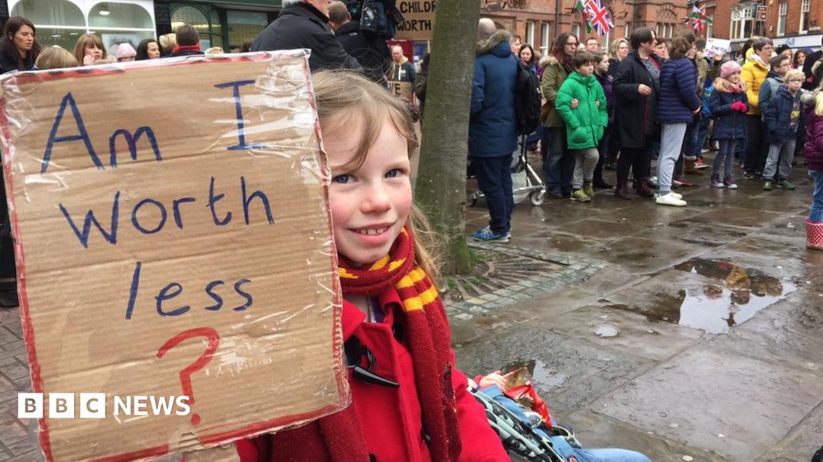 School funding plans spark passionate protests - BBC News