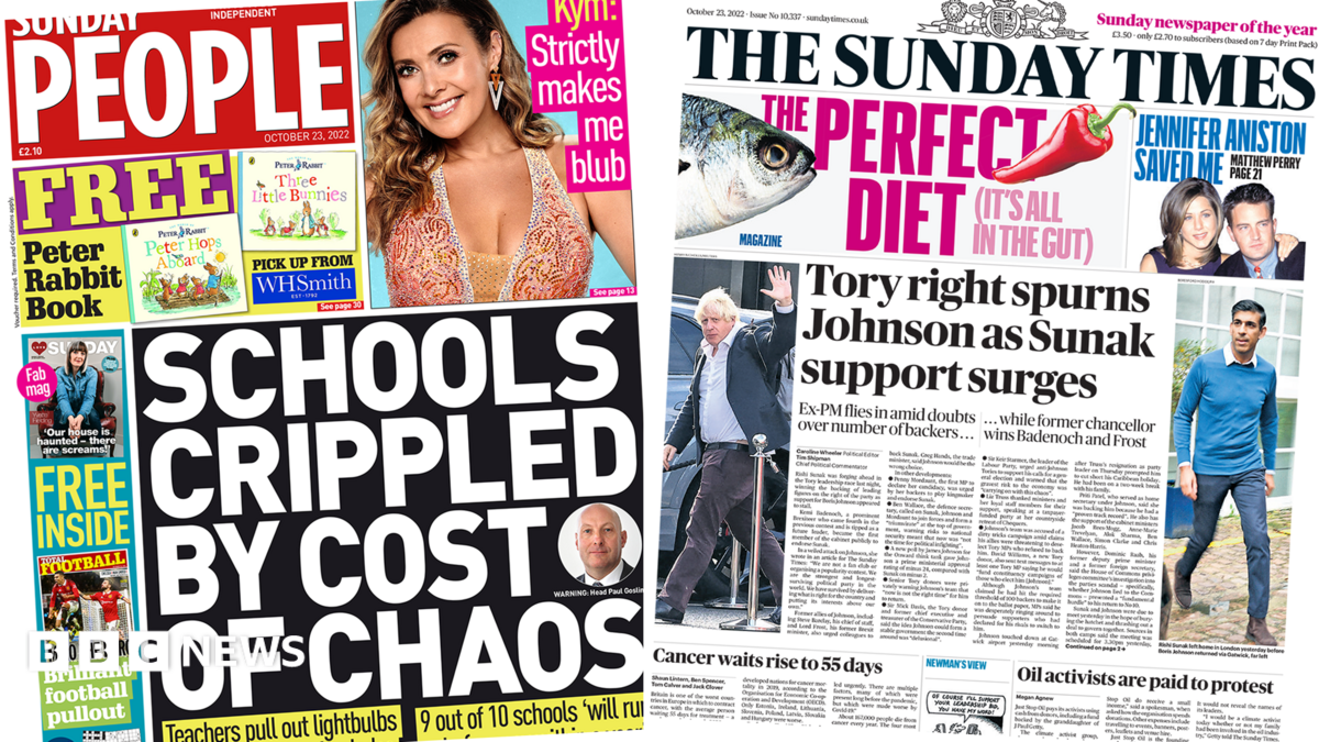 Newspaper headlines: 'Sunak support surges' and schools face 'cost of ...