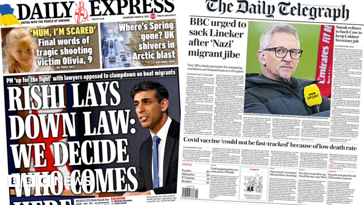 Sunak 'lays down law' and Lineker's 'Nazi jibe' - BBC News