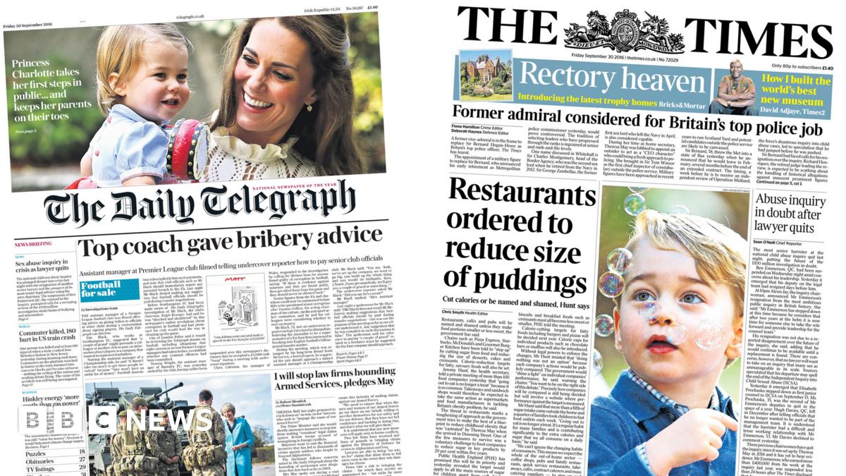 Newspaper headlines: Further football finance claims on front pages ...