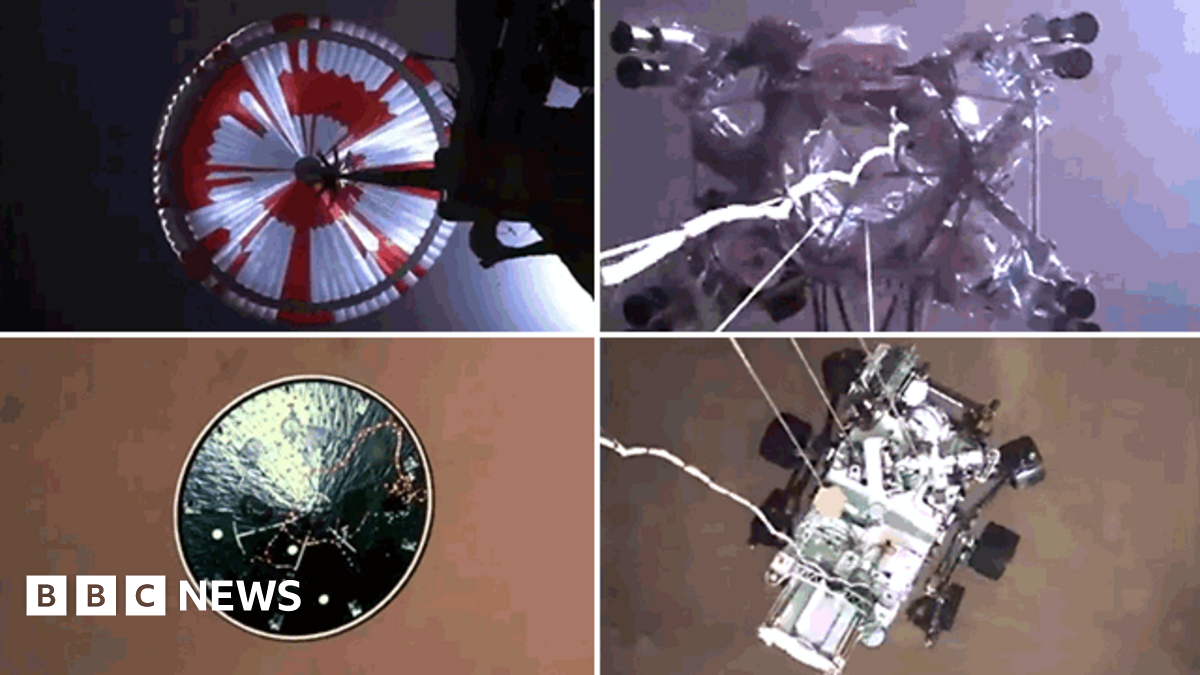 Video shows Perseverance rover's dramatic Mars landing - BBC News