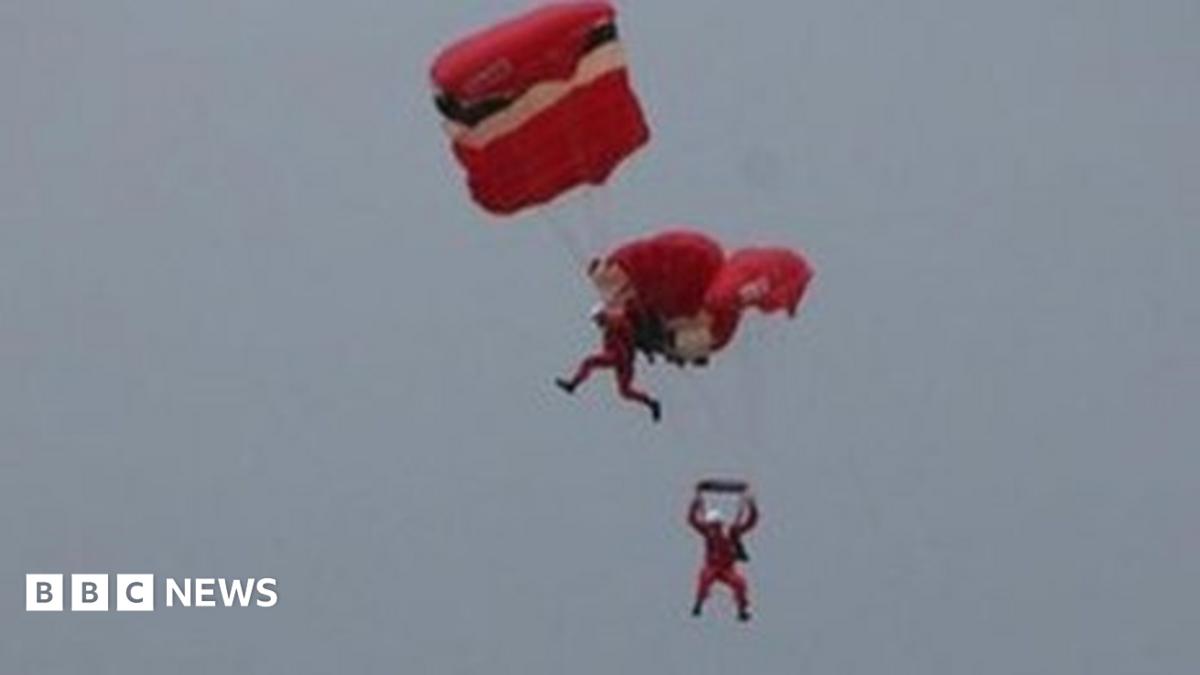 Red Devils in Whitehaven Airshow mid-air parachute drama - BBC News