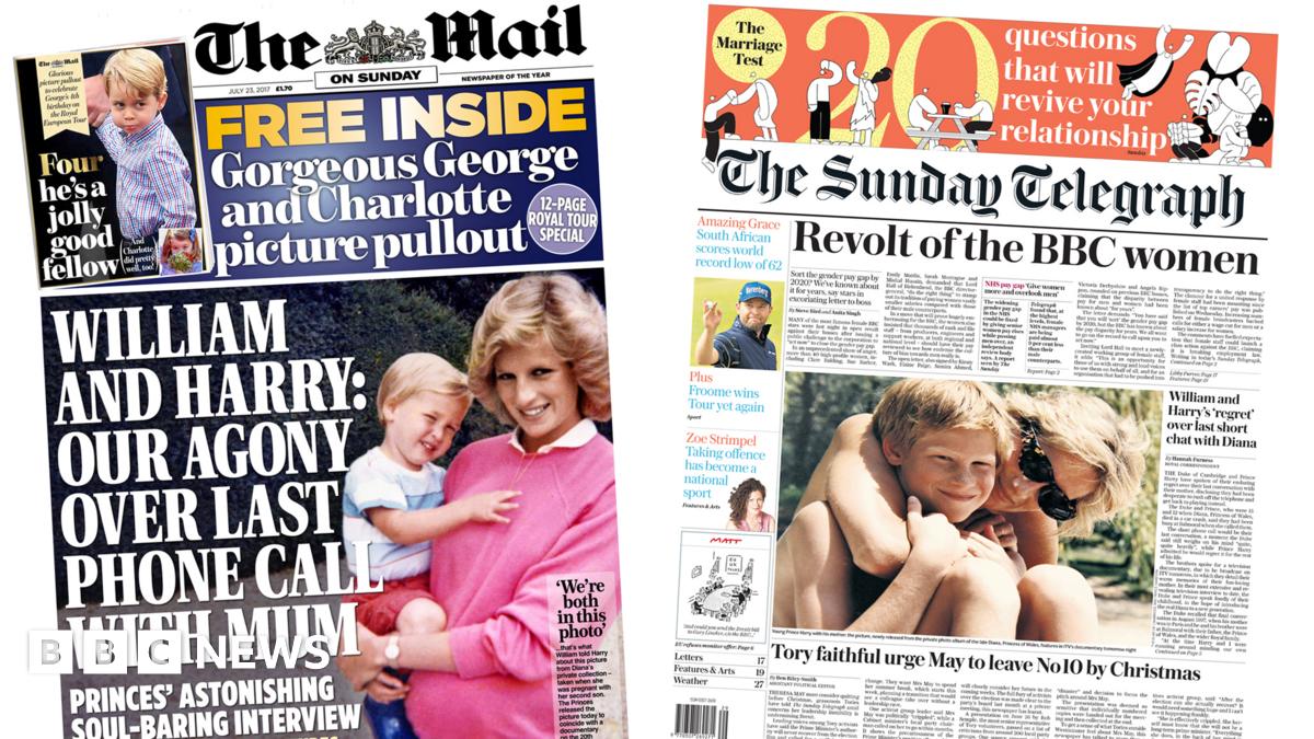 Newspaper headlines: Princes' last Diana call and BBC pay row - BBC News