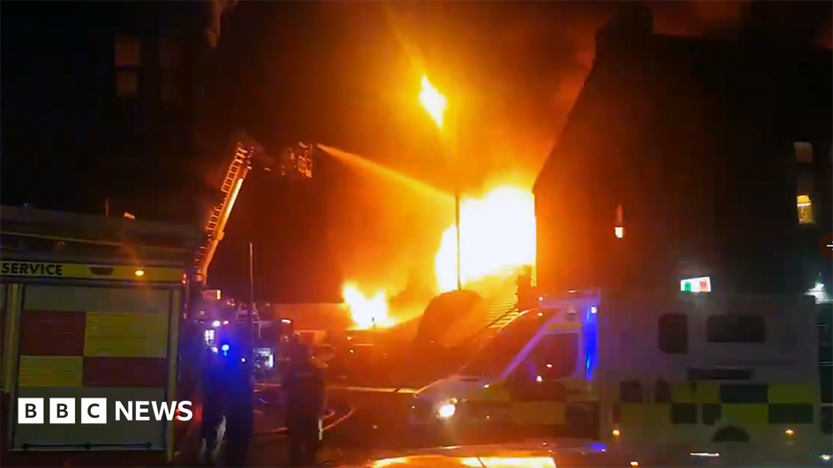 Fire crews battle blaze at Airdrie's Trattoria Guidi restaurant - BBC News