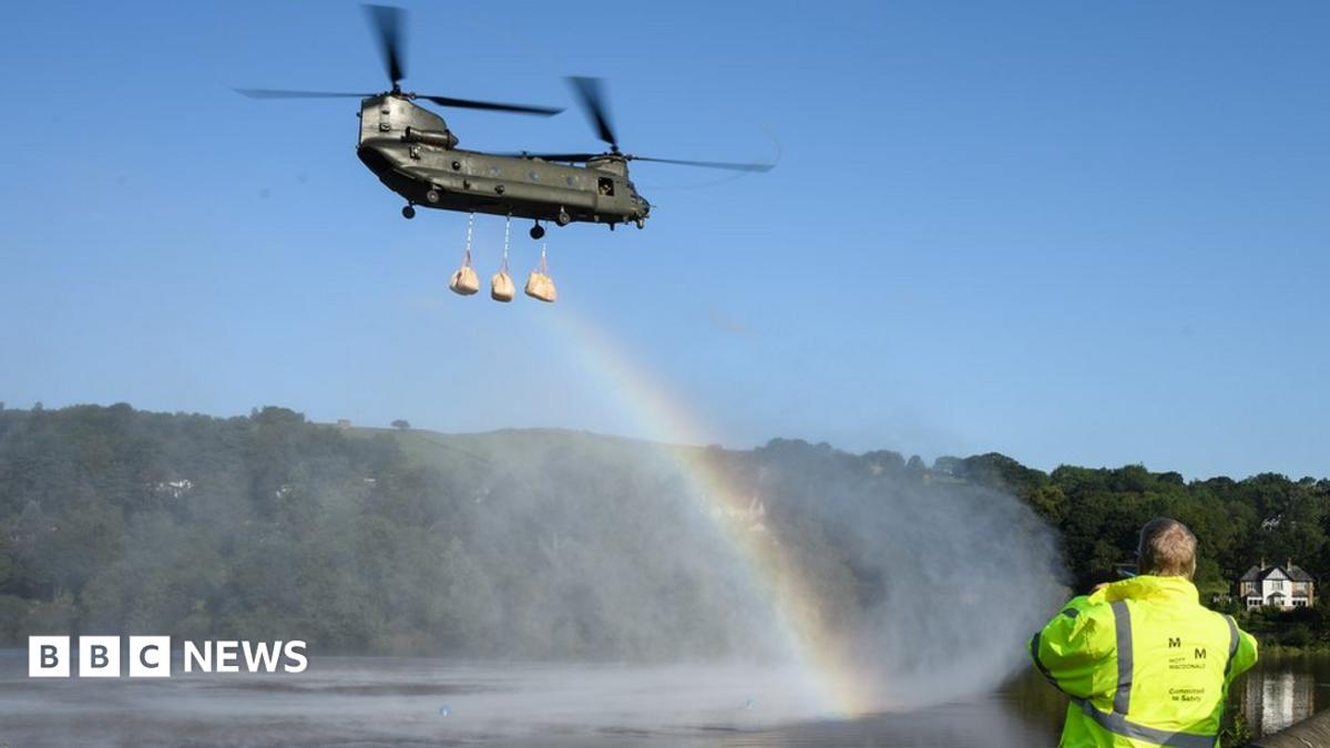Whaley Bridge dam wall collapse in pictures - BBC News