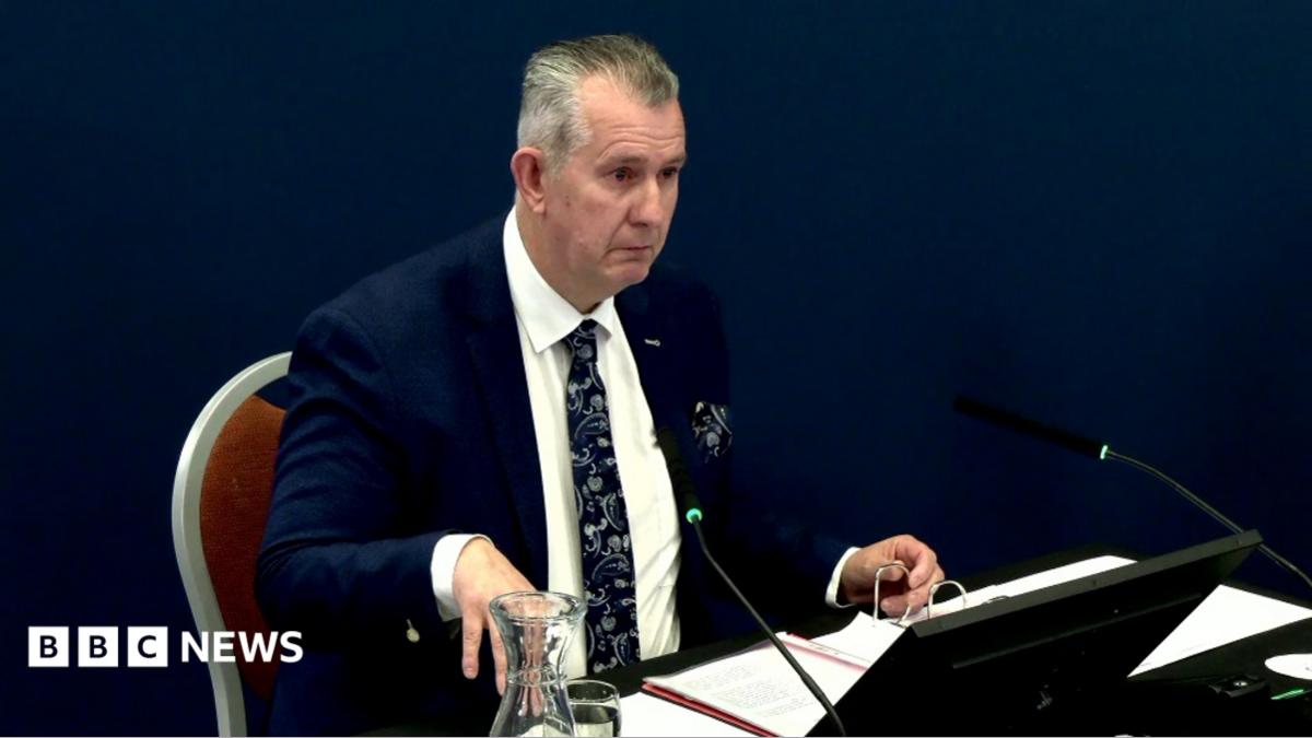 Covid Inquiry: DUP's Poots emotional recalling father's death - BBC News