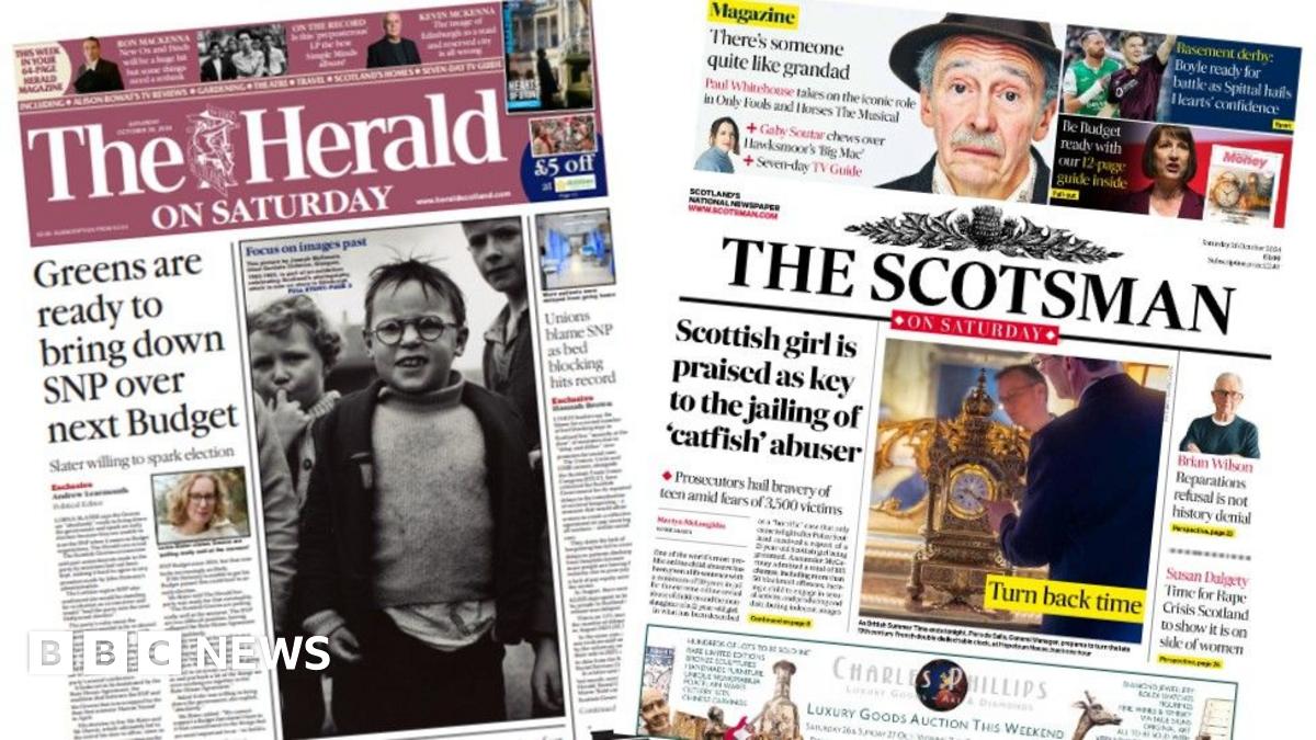 Scotland's papers: Greens to 'take down' SNP Budget and 'catfish ...