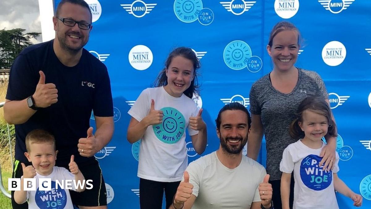 Special Joe Wicks PE session for delayed family after A64 fire - BBC News