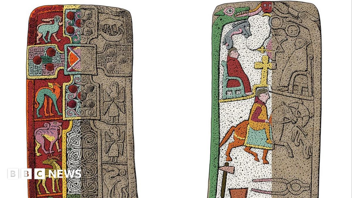 Scotland's carved Pictish stones re-imagined in colour - BBC News