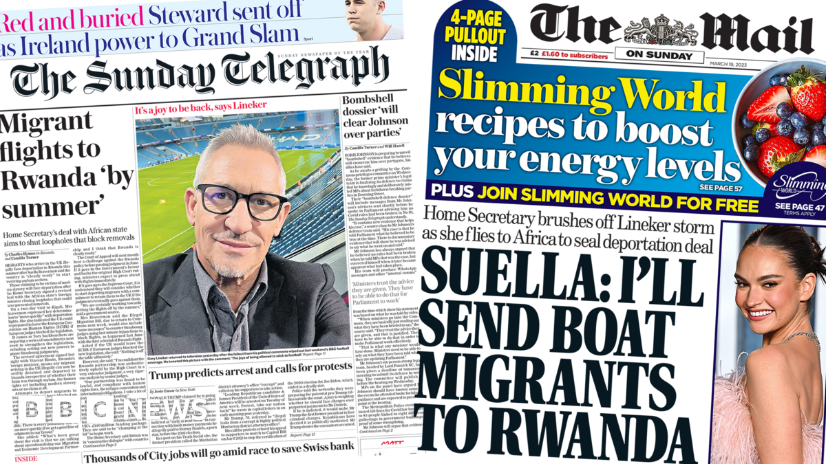 Newspaper headlines: 'Migrants to Rwanda by summer' and Lineker returns ...