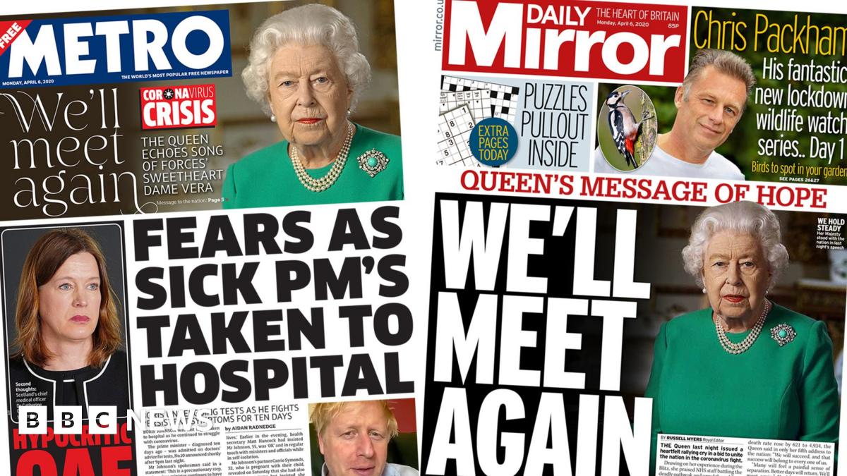 Newspaper headlines: 'Fears' for ill PM and Queen's 'message of hope ...