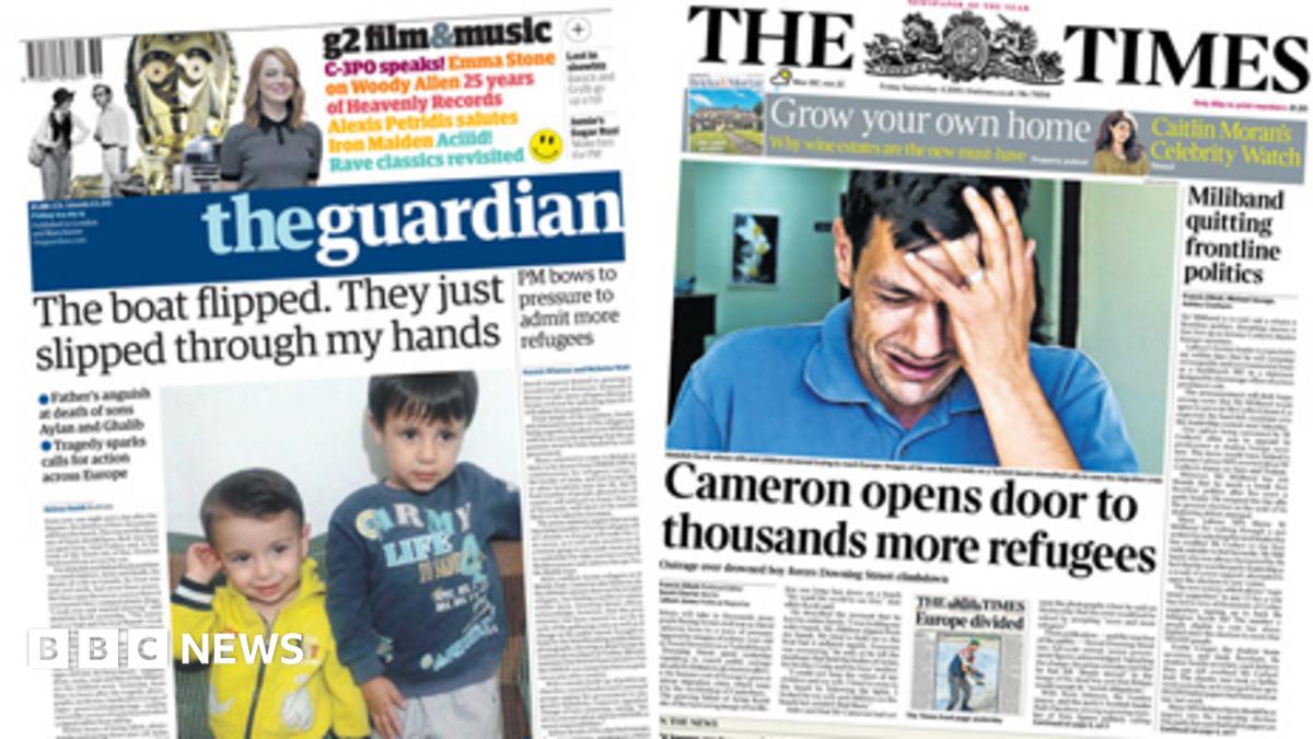 Newspaper headlines: Drowning tragedy, refugee pressure, Miliband ...