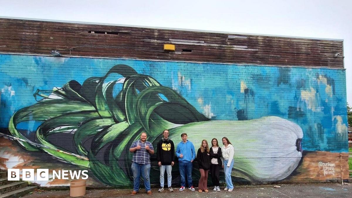 New mural celebrates Stanley's mining heritage - BBC News