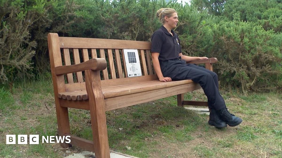 Firefighters use sonic bench designed to help with stress - BBC News