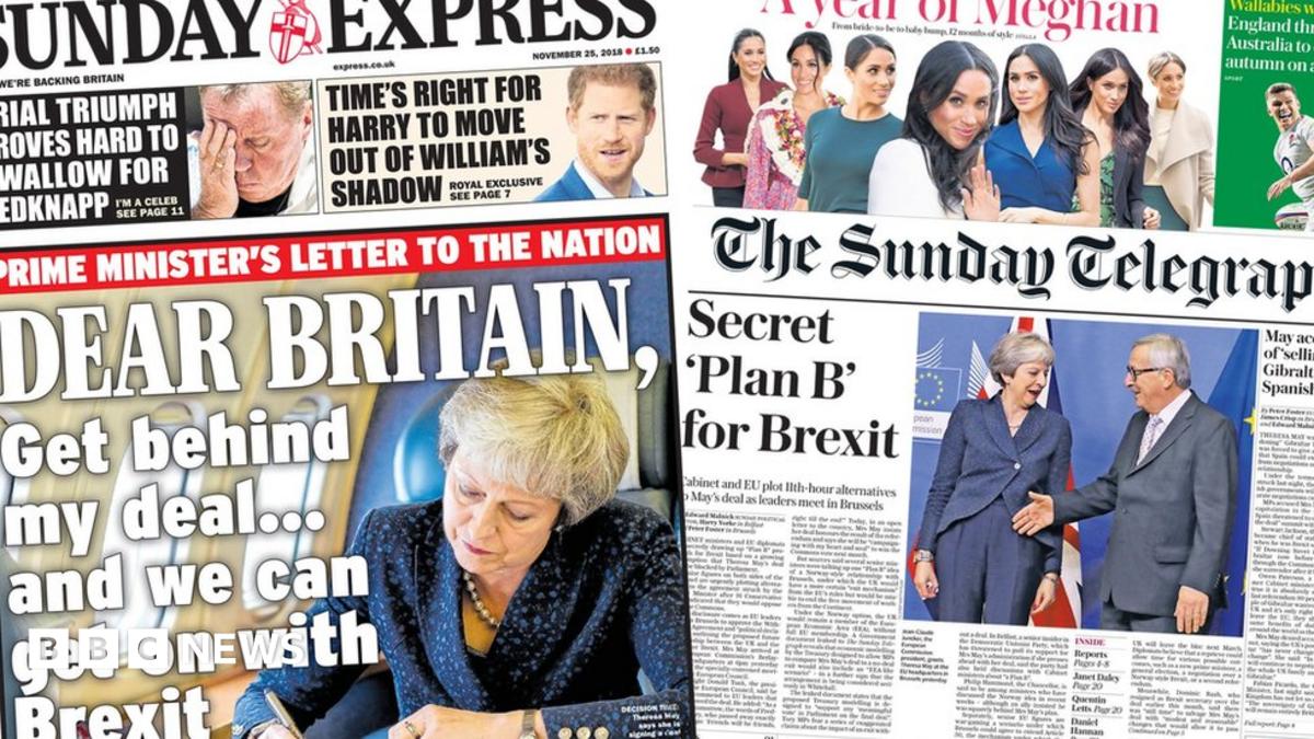 Newspaper headlines: Theresa May's Brexit 'letter to the nation' - BBC News
