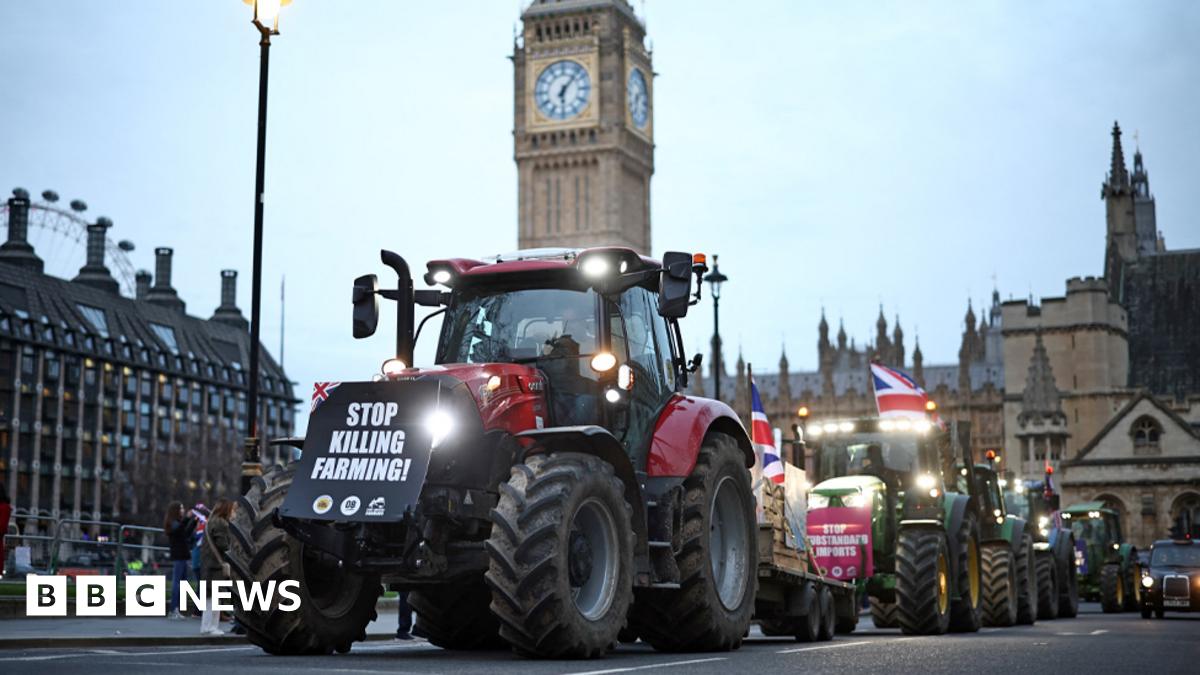 Farmers protest in Westminster against unfavourable trade deals - BBC News
